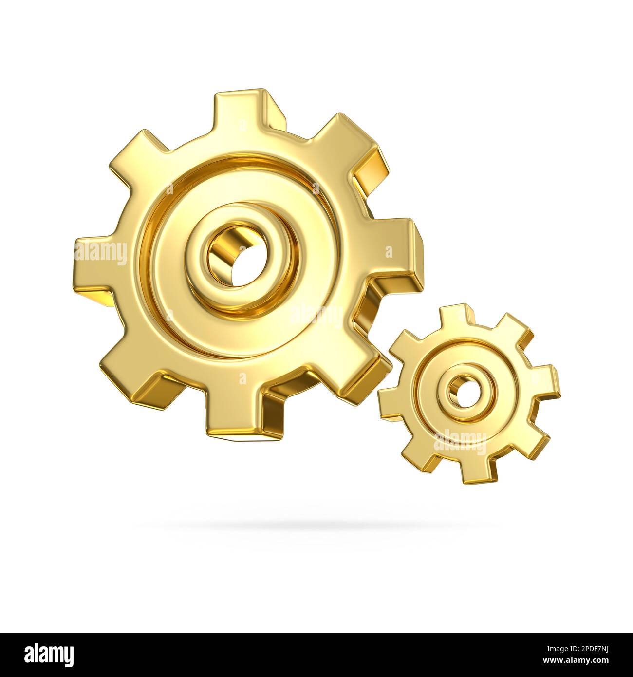 3D gold gear icon. gold metal gears and cogs. Mechanism wheels logo ...