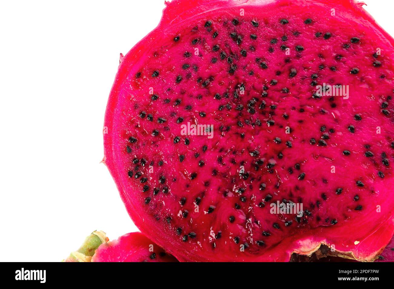 Delicious cut red pitahaya fruit on white background, closeup Stock ...