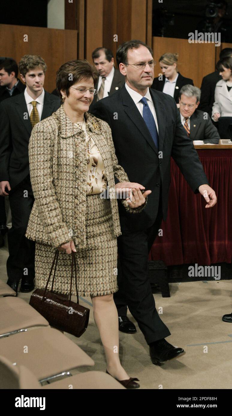 Judge Samuel Alito and his wife Martha-Ann Bomgardner clasp hands as ...