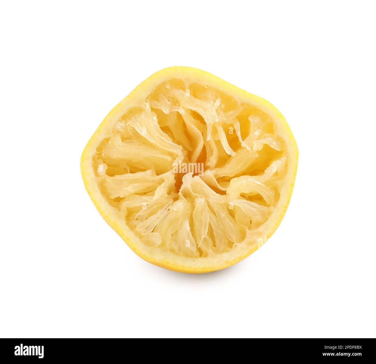 Half of squeezed lemon isolated on white Stock Photo - Alamy