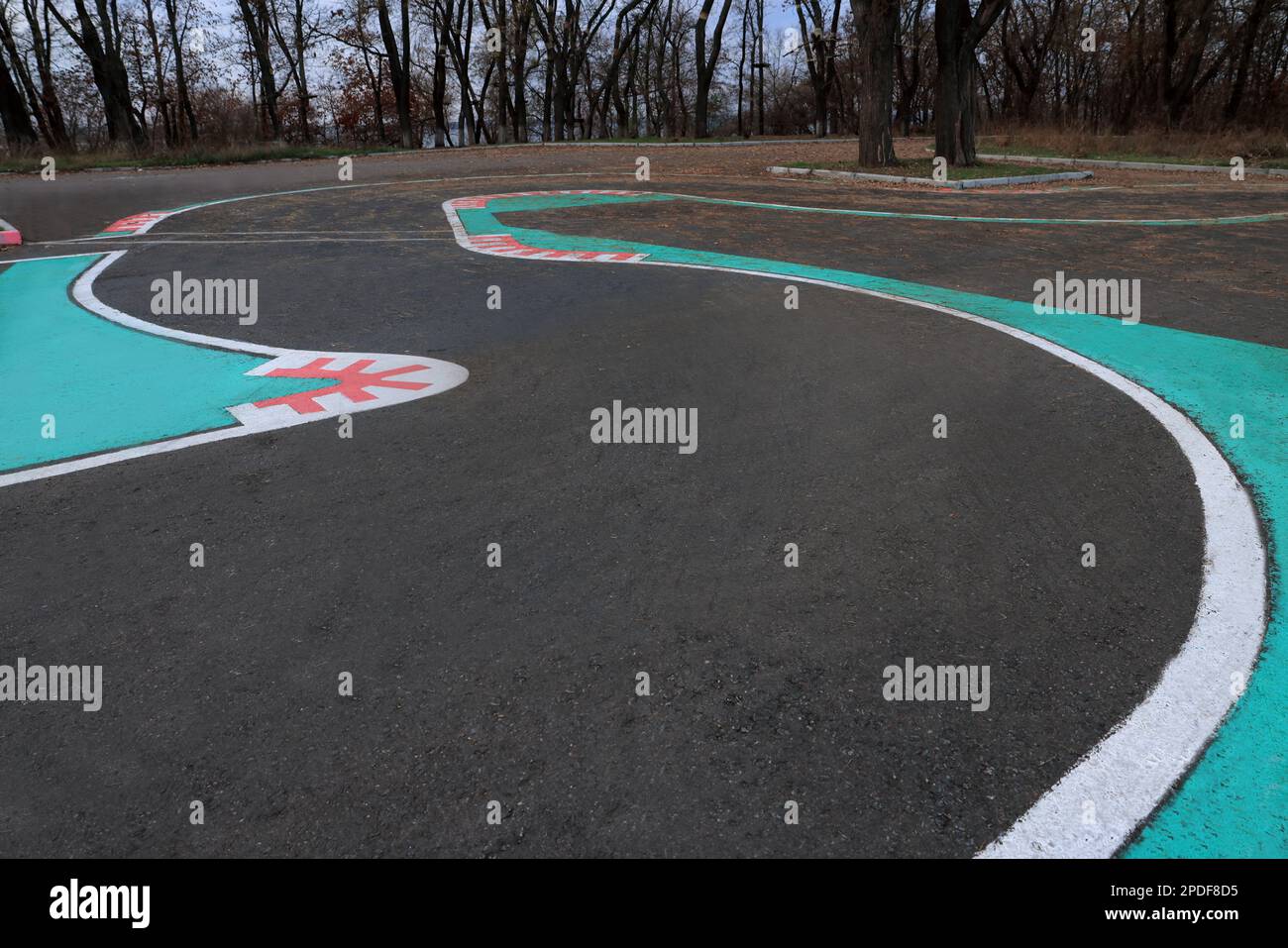 Driving school test track with marking lines for practice Stock Photo ...