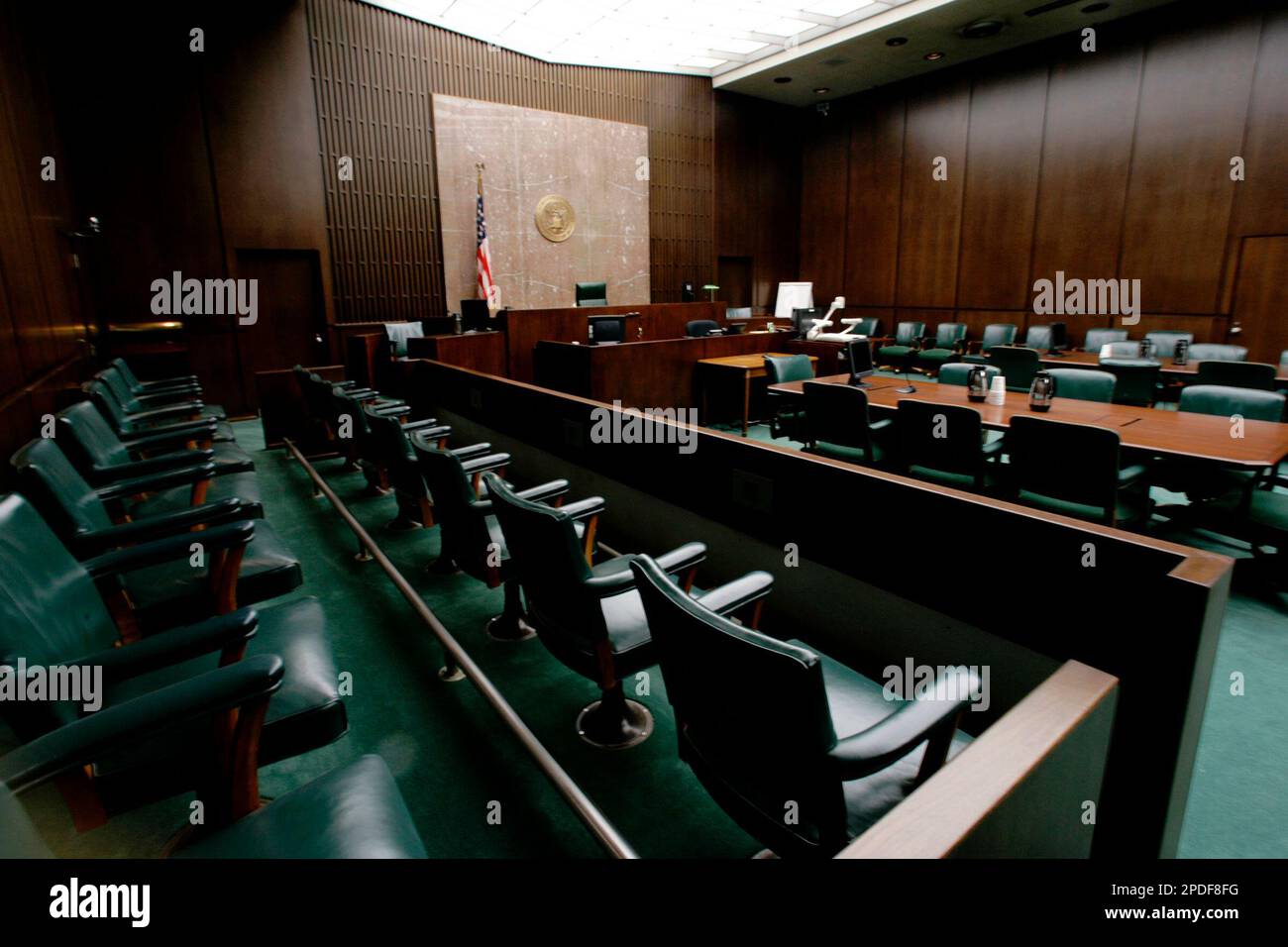 Interiors of Judge Sim Lake's courtroom at the Robert Casey Federal ...