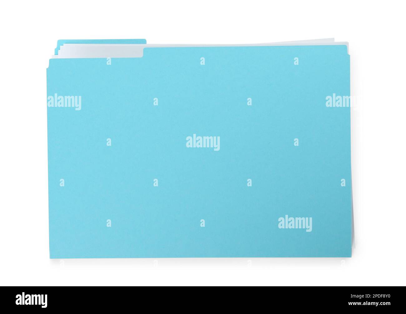 Light blue file with documents isolated on white, top view Stock Photo ...