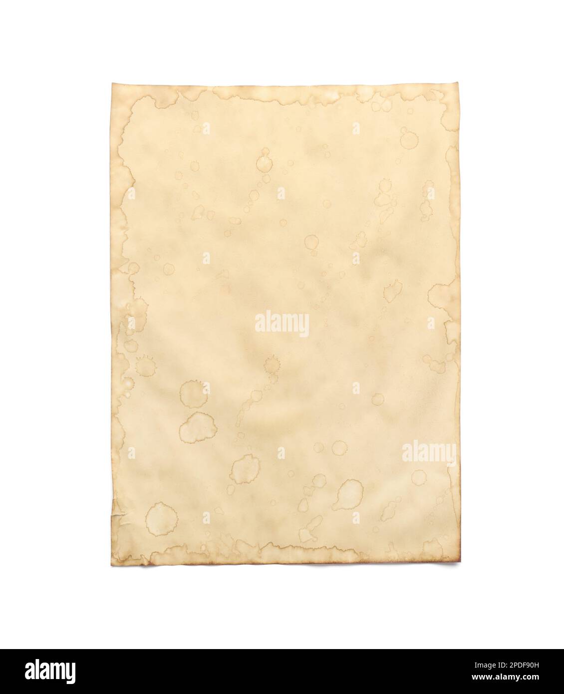 Sheet of old parchment paper isolated on white, top view. Space for ...