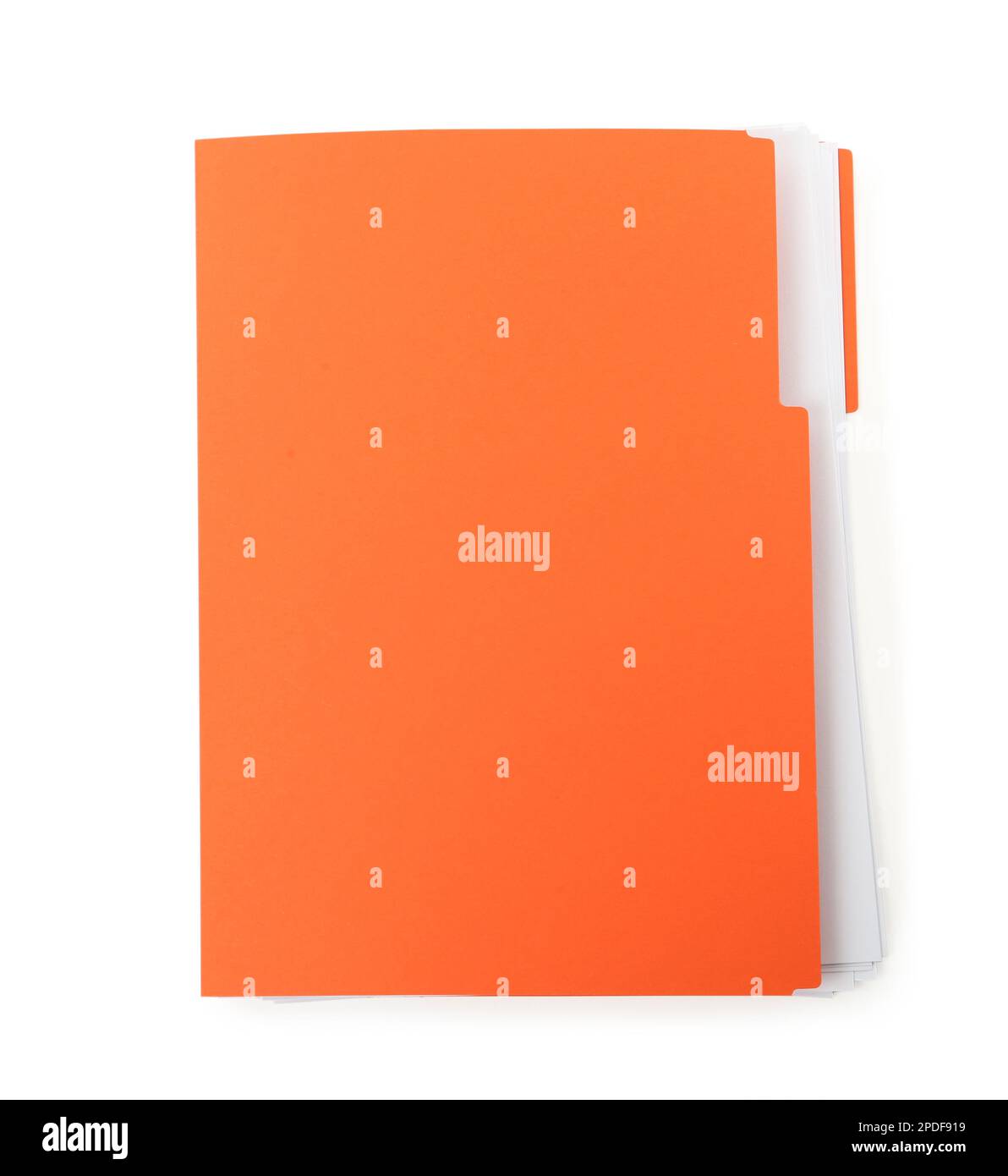 Orange file with documents isolated on white, top view Stock Photo - Alamy