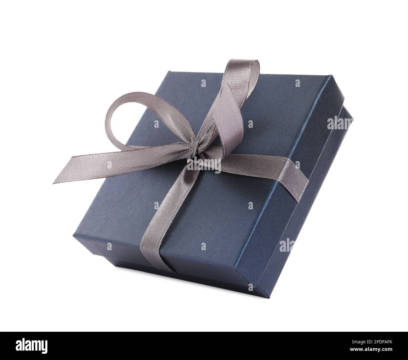 Dark gift box with ribbon and bow on white background Stock Photo - Alamy