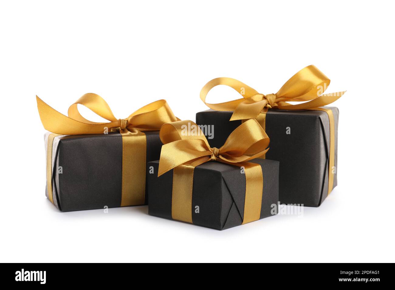 Many beautiful gift boxes on white background Stock Photo - Alamy