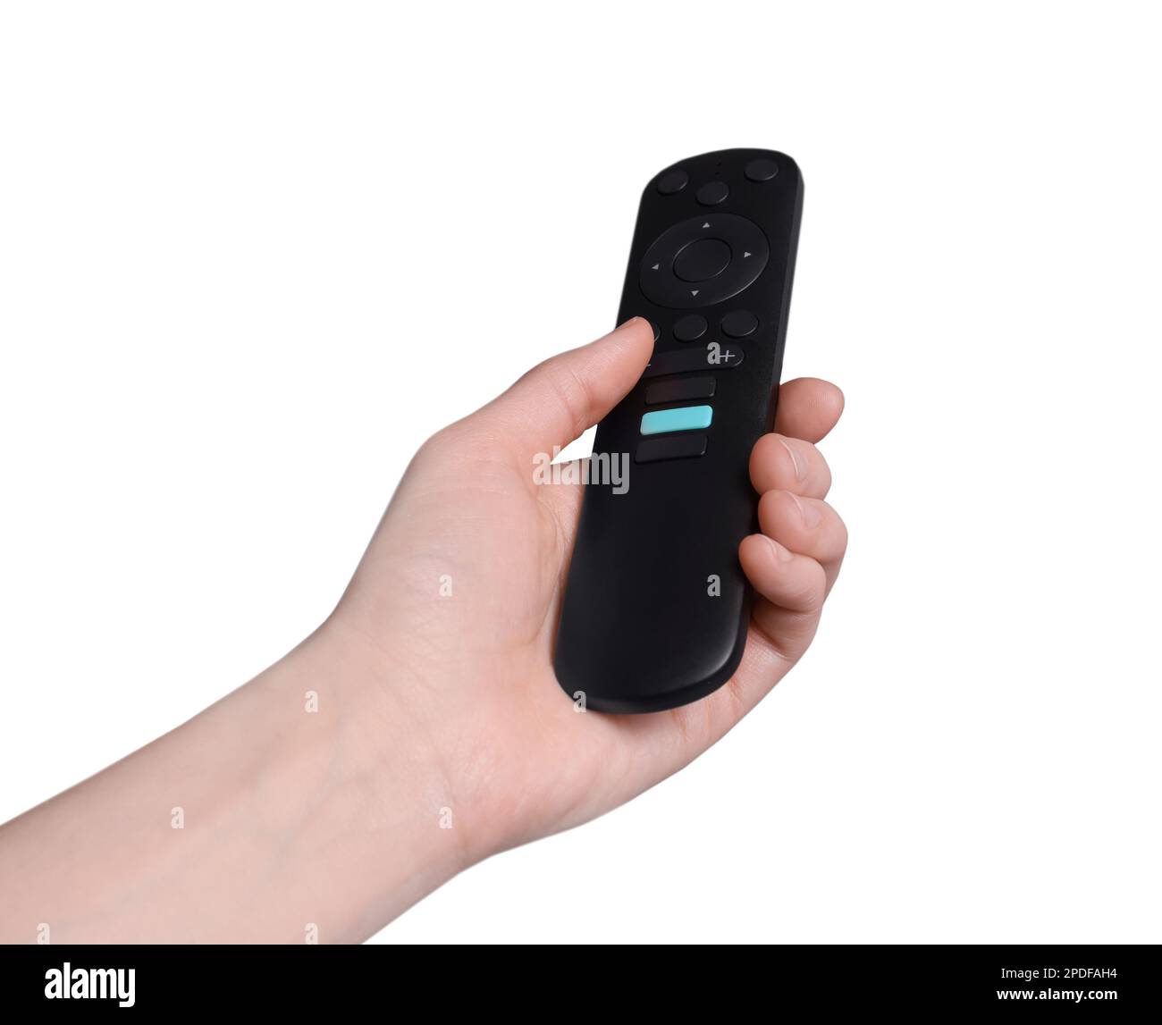 Woman and pointing remote control hi-res stock photography and images ...