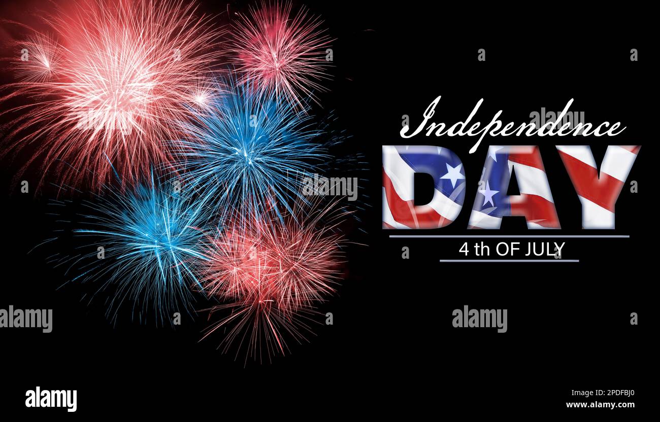 4th of July - Independence Day of USA. Beautiful bright fireworks ...