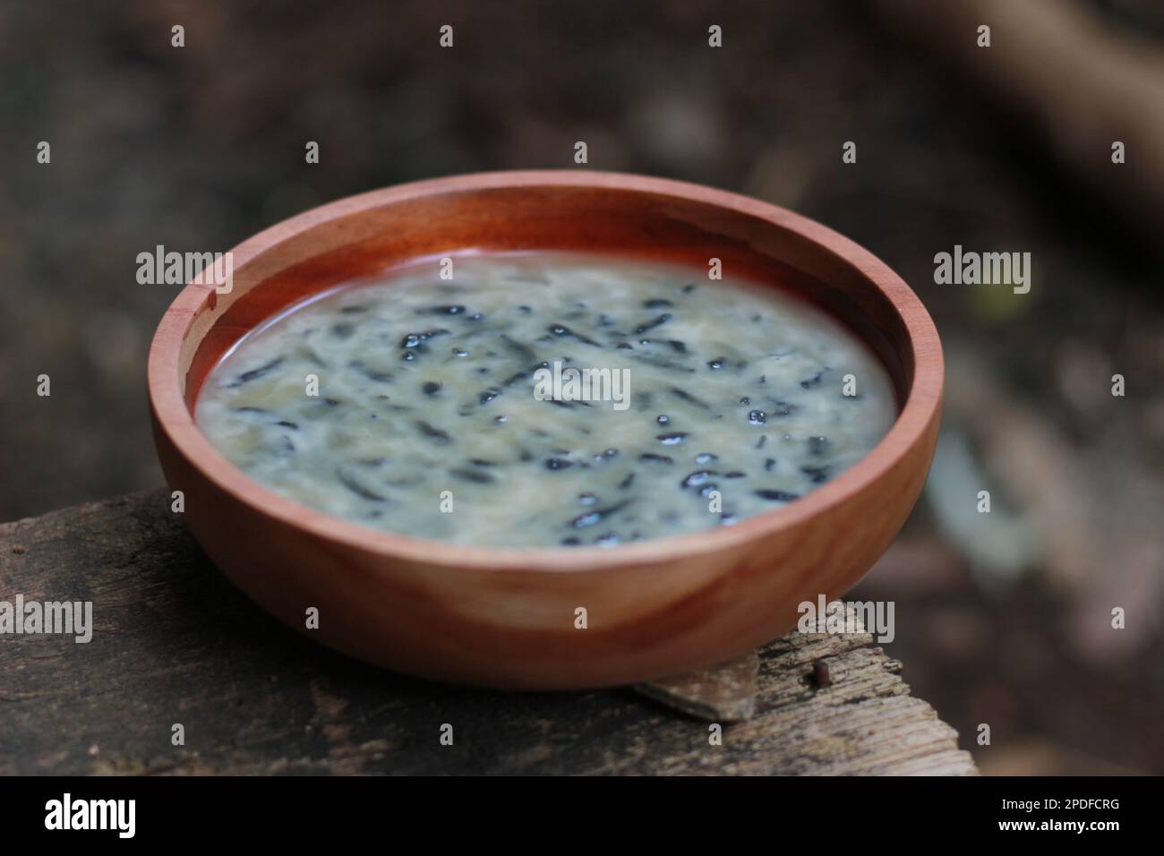 a close up of a bowl of traditional Indonesian drink called Dawet Ireng ...