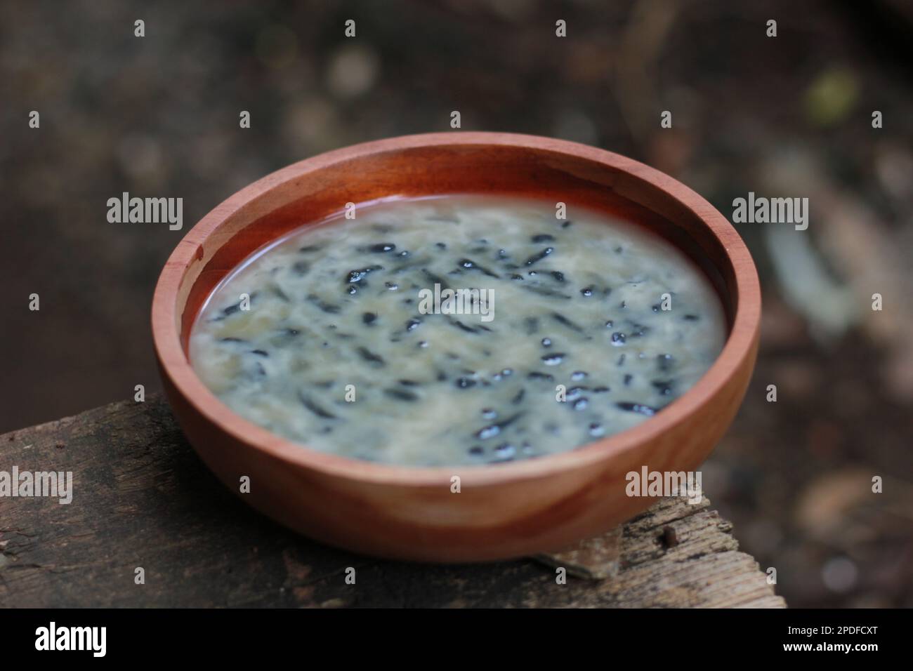 a close up of a bowl of traditional Indonesian drink called Dawet Ireng ...