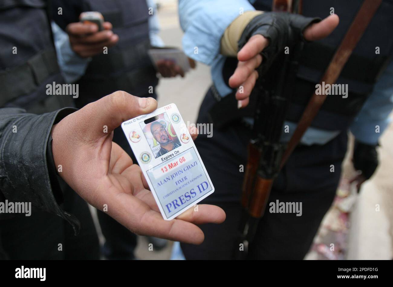 The U.S.-issued press card of an Iraqi translator working for U.S ...