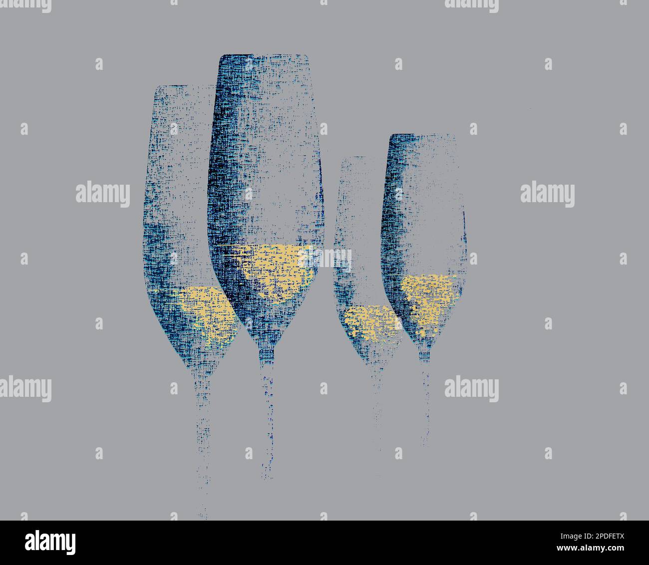 Long stem glassware with a textured color finish is seen in this ...