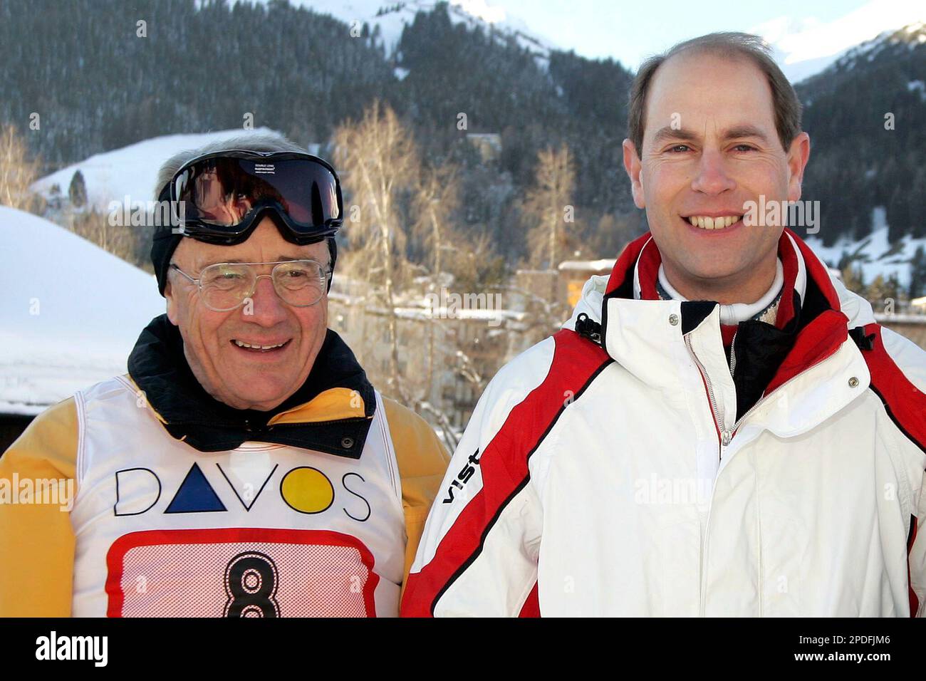 Prince Edward, Earl of Wessex, right, poses with former Swiss Federal ...