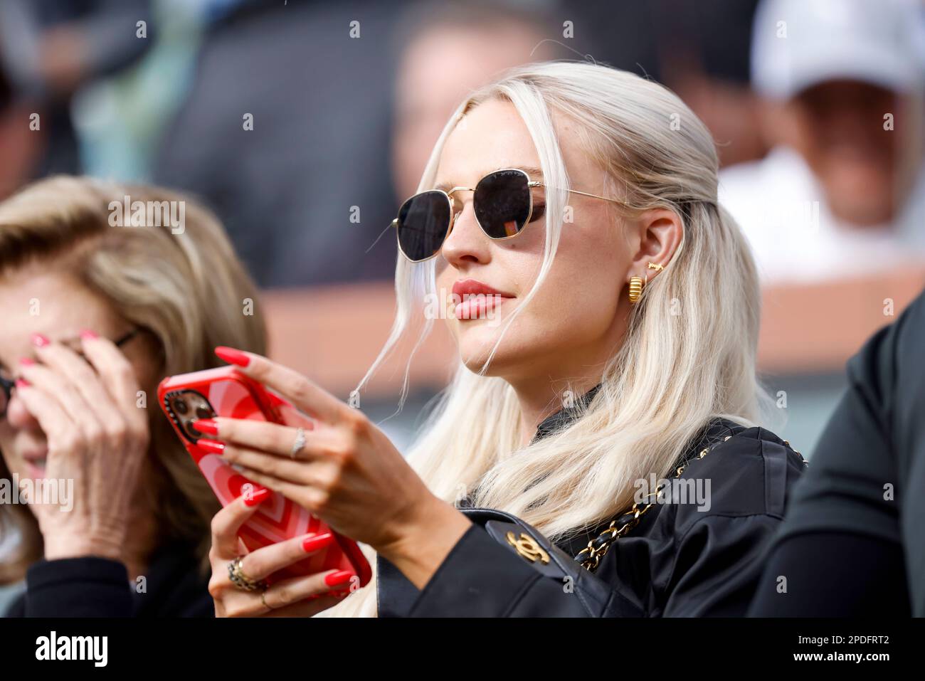 March 14, 2023 Taylor Fritz girlfriend Morgan Riddle in attendance ...