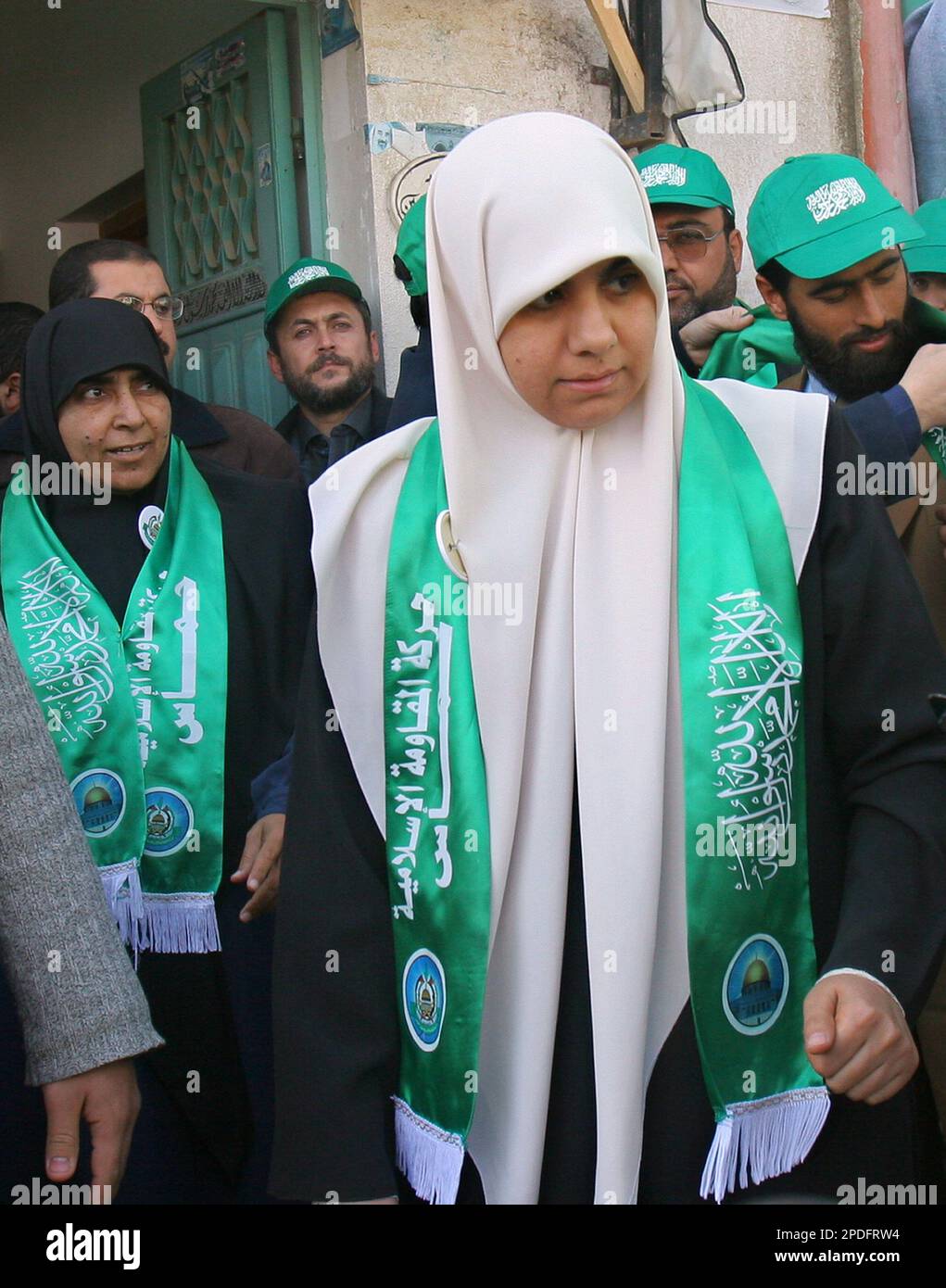 Surrounded by other candidates, Hamas female candidates Jamila al ...
