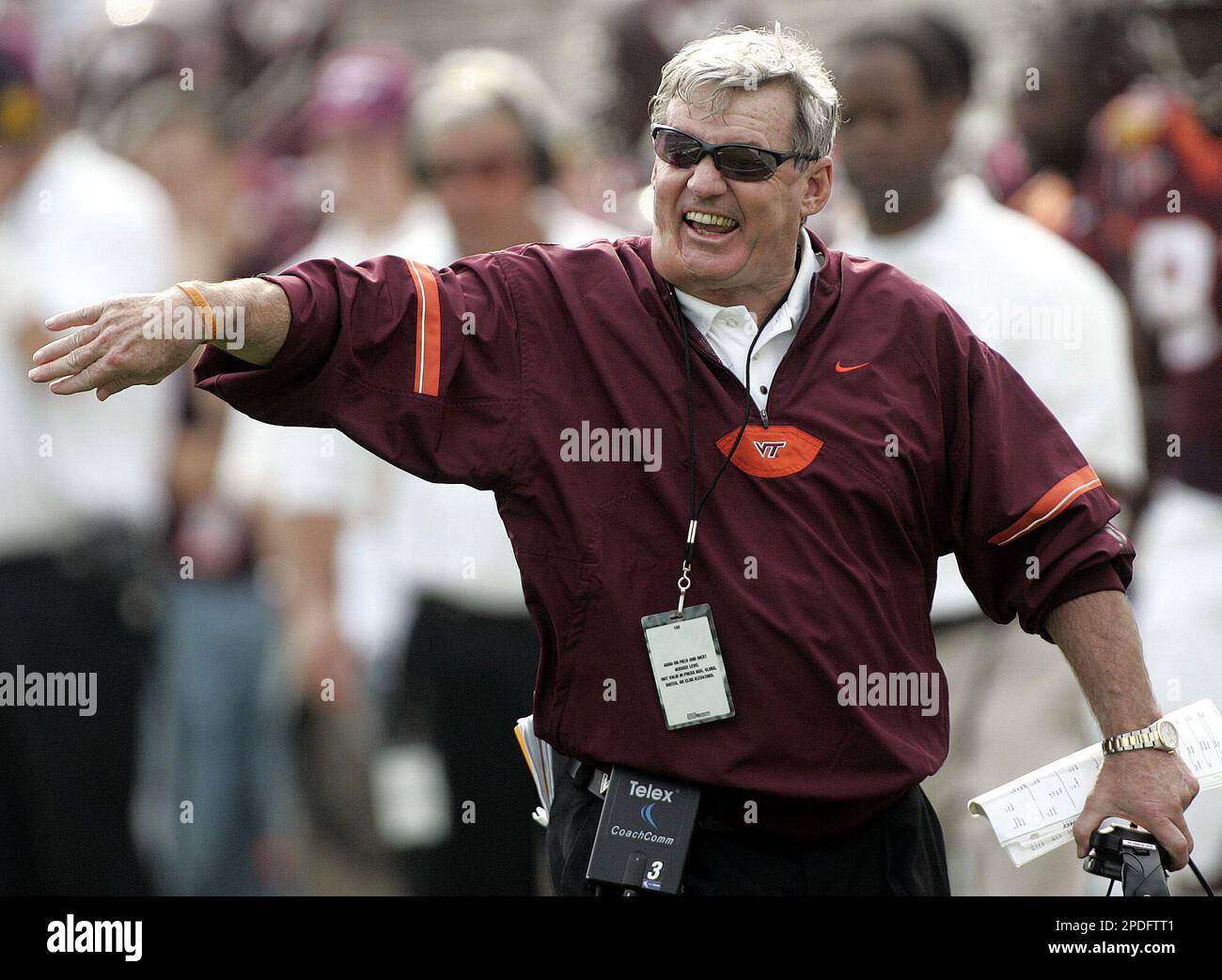 Virginia Tech head coach Frank Beamer yells at his players against ...
