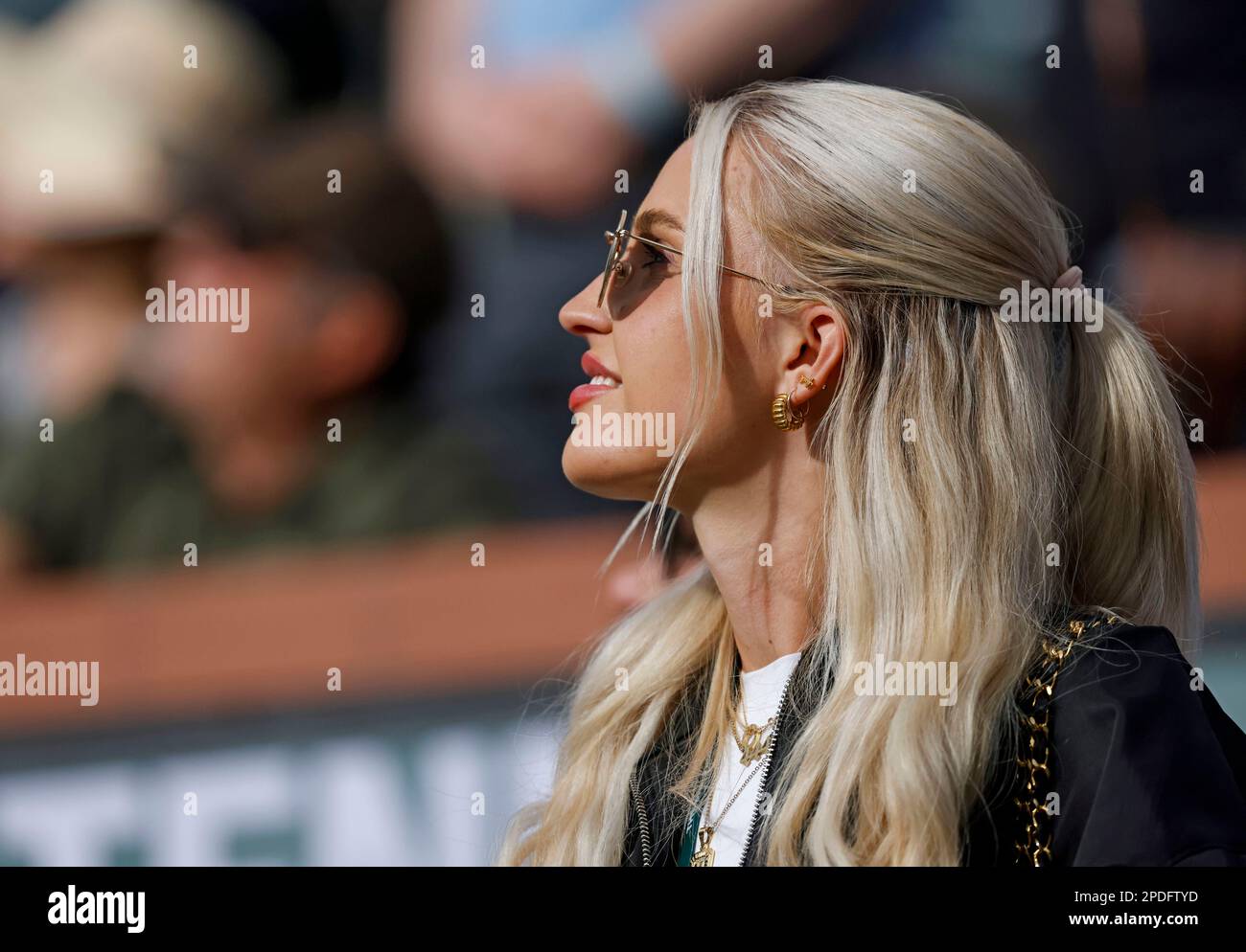 March 14, 2023 Taylor Fritz girlfriend Morgan Riddle in attendance ...