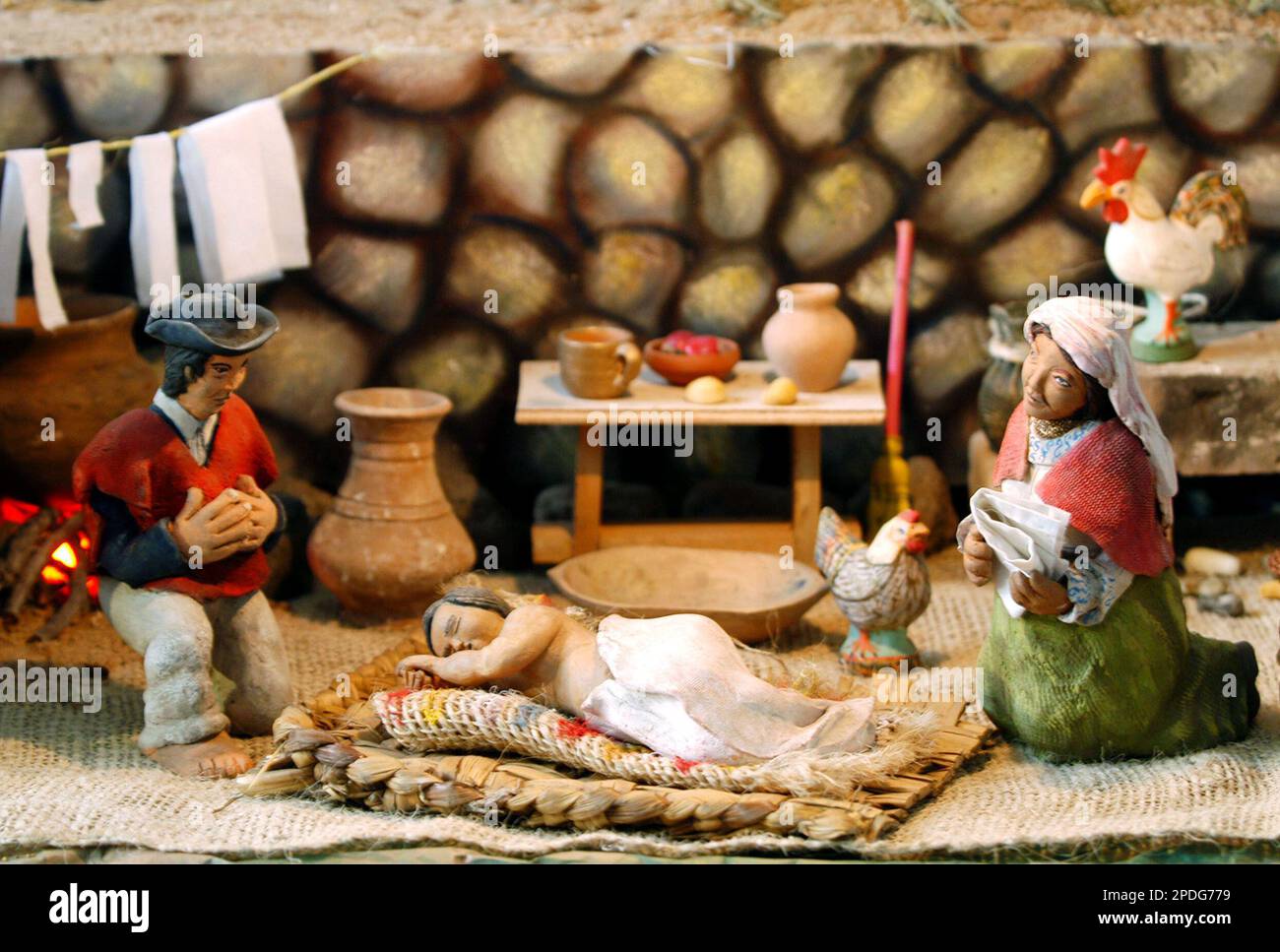 A nativity depicting indigenous Andeans as holy figures, constructed of ...
