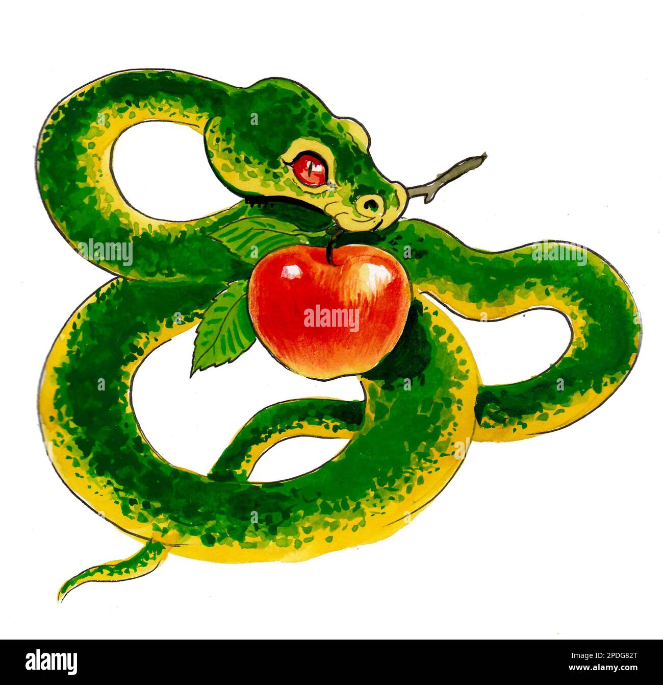 Snake And Apple Drawing