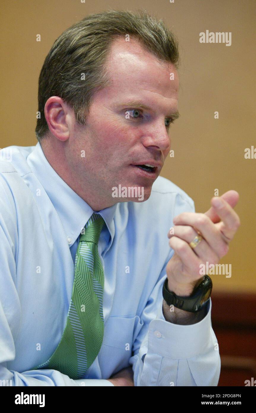 Michigan Attorney General Mike Cox is shown during an interview ...