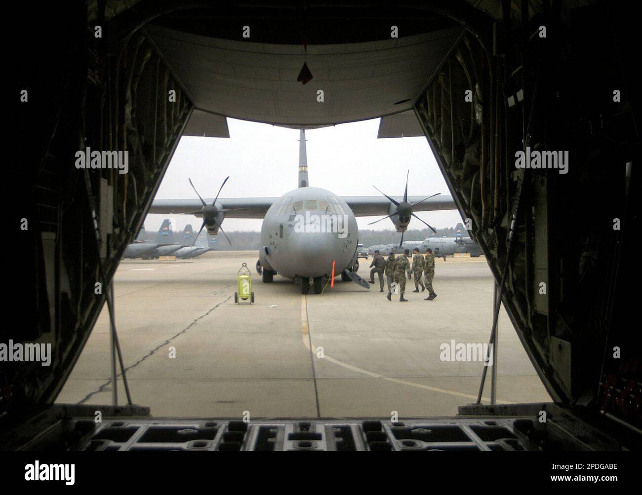The final active-duty new C-130J aircraft is seen through the cargo ...
