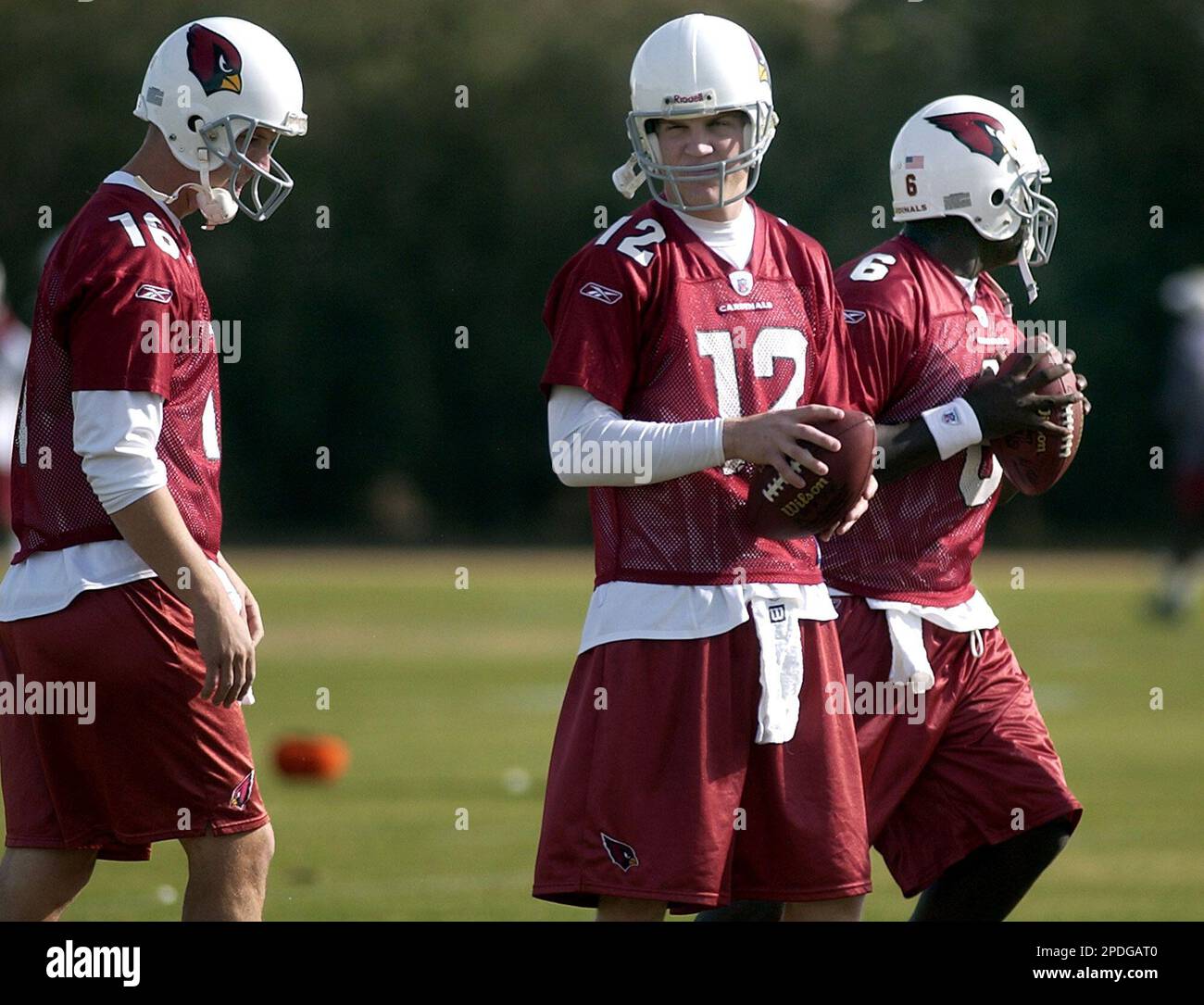 Arizona Cardinals quarterbacks Josh McCown (12), John Navarre, left ...