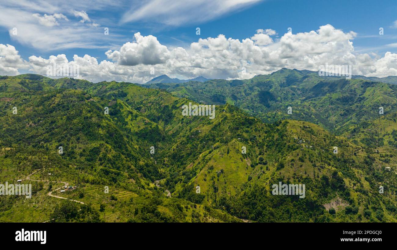 Mountain range and mountain slopes with forest. Negros, Philippines ...