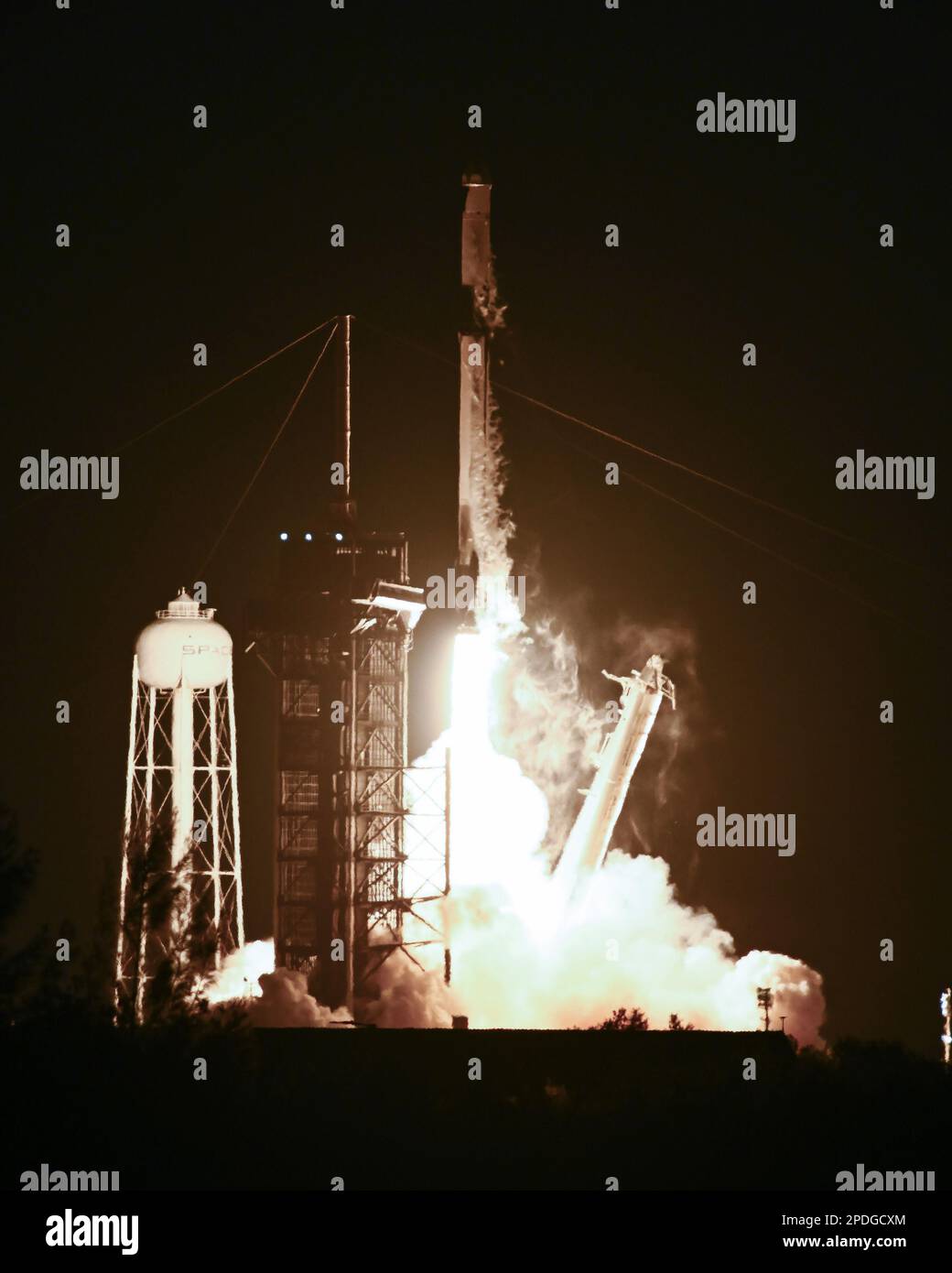 Florida, US, March 14, 2023. A SpaceX Falcon 9 rocket launches a Cargo ...