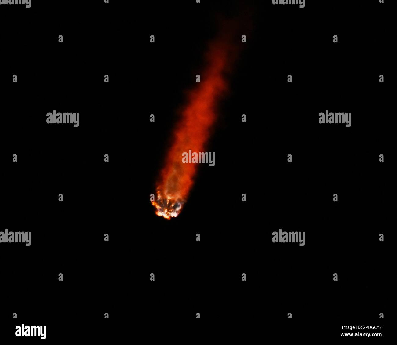 Florida, US, March 14, 2023. The SpaceX Falcon 9 rocket exhaust plume ...