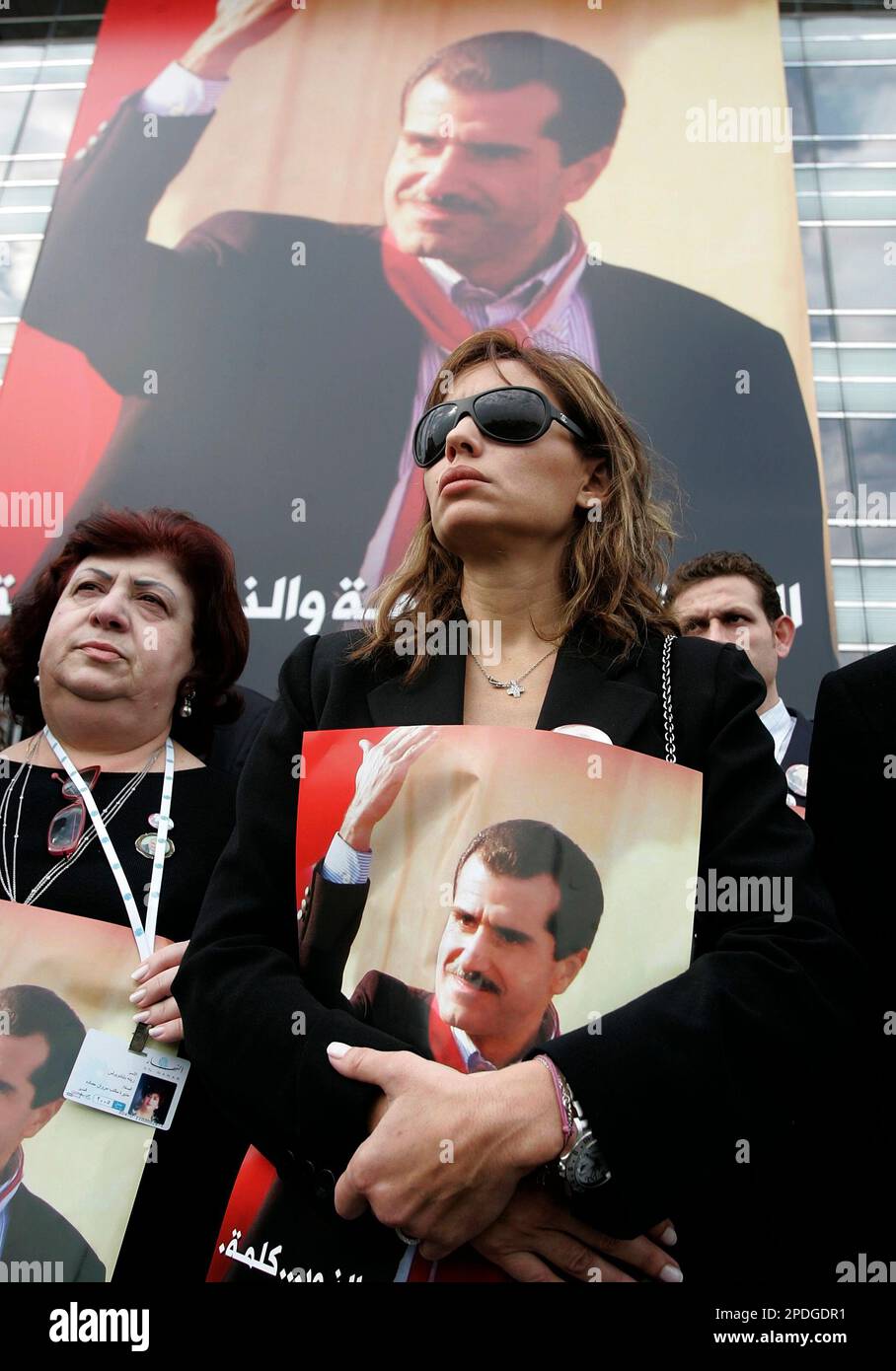 Lebanese Siham Tueni, right, widow of slain anti-Syrian journalist and ...