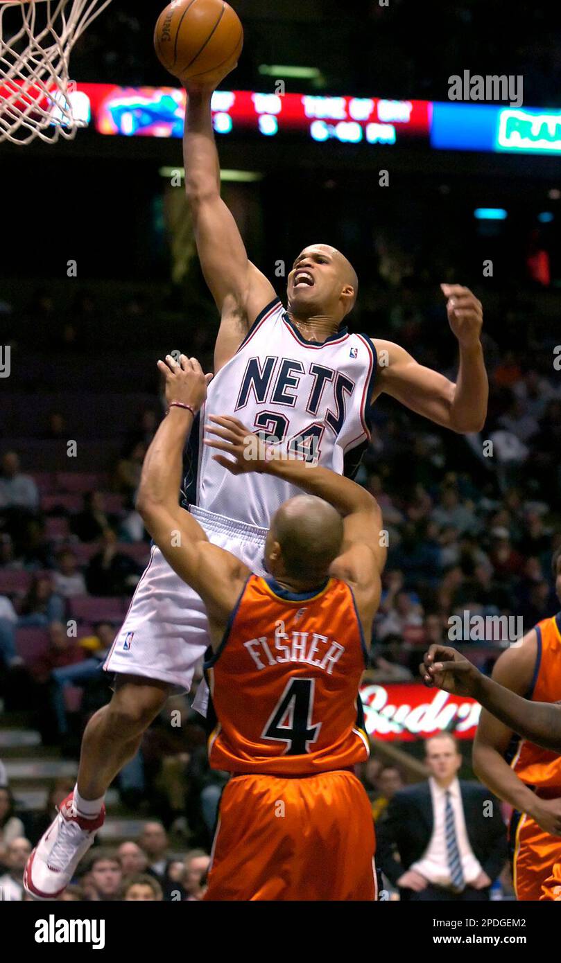 New Jersey Nets' Richard Jefferson goes up with a shot over Golden ...