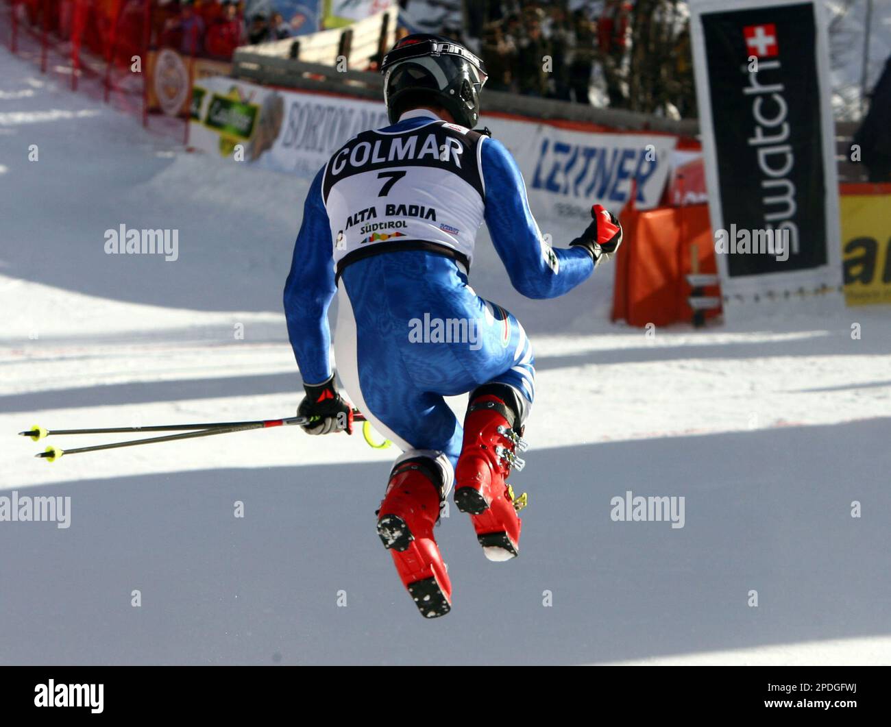 Massimiliano Blardone of Italy jumps in celebration after winning an ...
