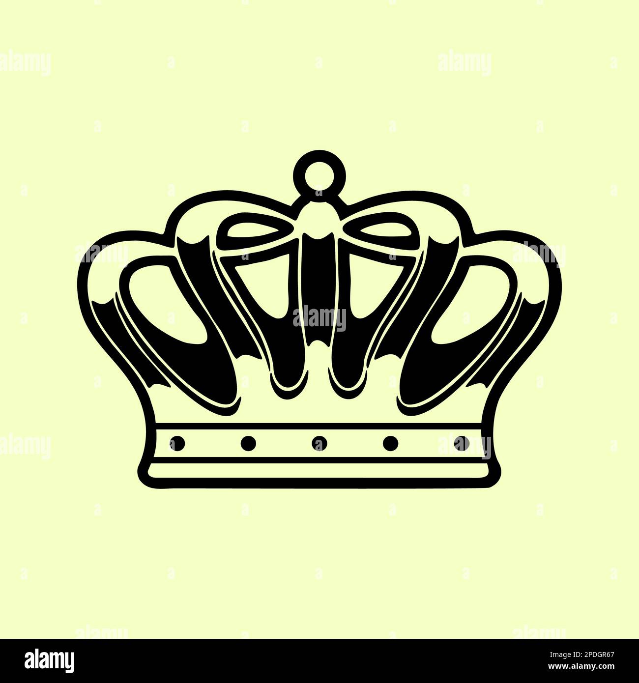 Monarch crown with crest on top isolated monochrome icon. Vector ...