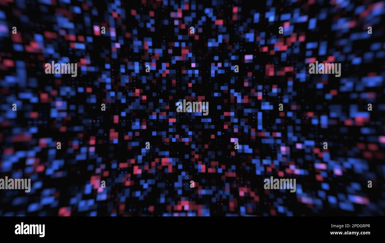 Blue and red digital square background. 2D layout illustration Stock ...