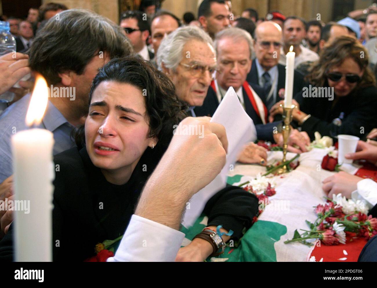 Nayla Tueni, foreground left, daughter of slain anti-Syrian journalist ...