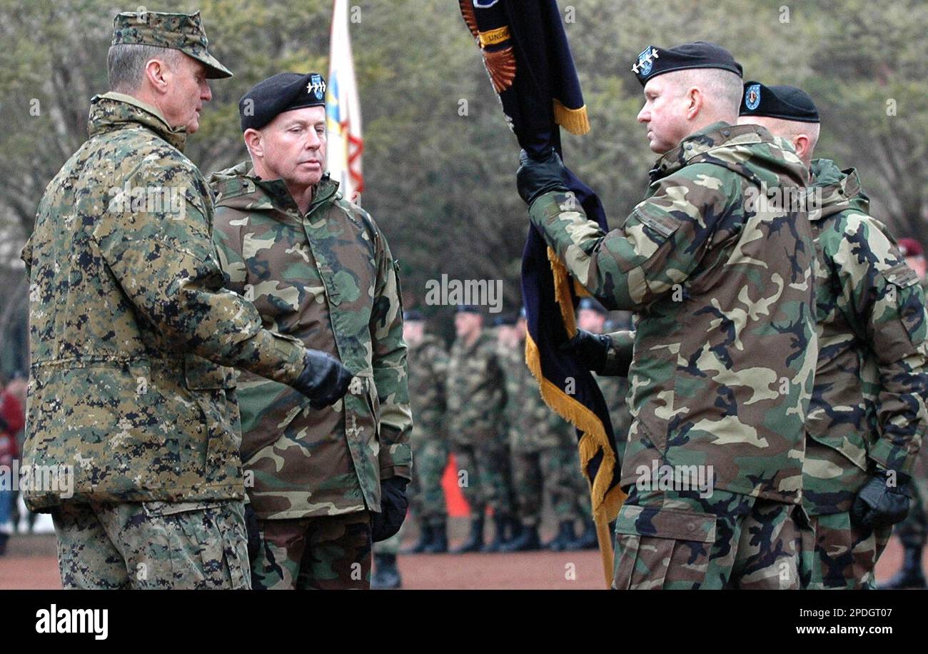 U.S. General B. B. Bell, right, and General James L. Jones, left ...