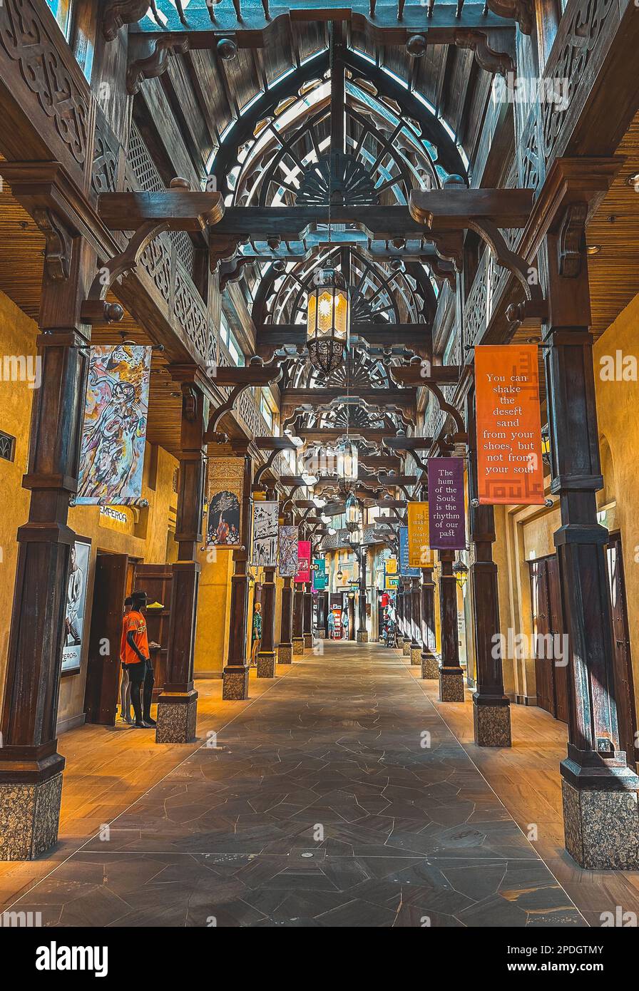 Interior of Souk Madinat Jumeirah in Dubai, traditional arabian bazaar ...