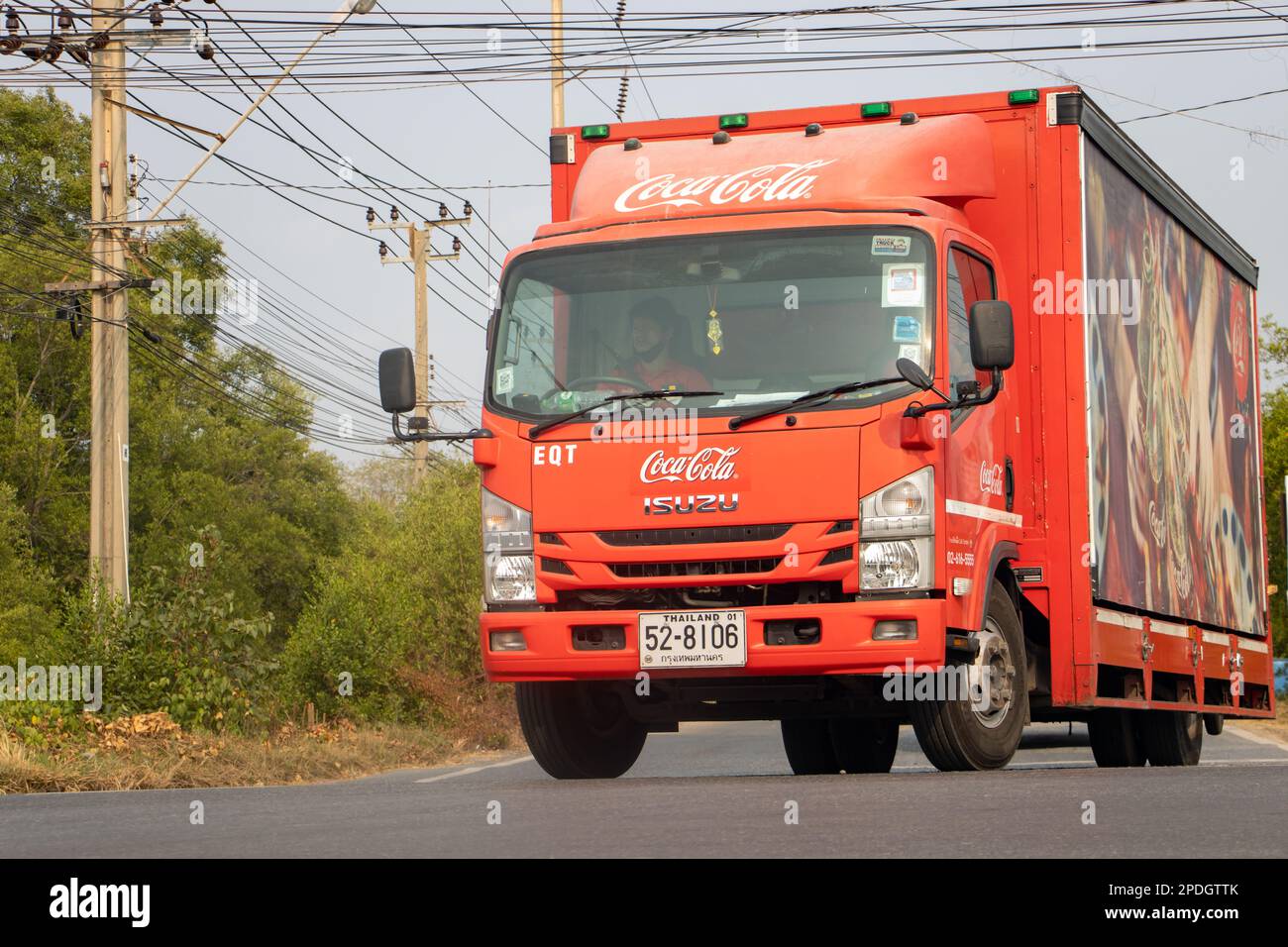 BANGKOK, THAILAND, MAR 11 2023, The truck delivers Coca Cola drinks ...