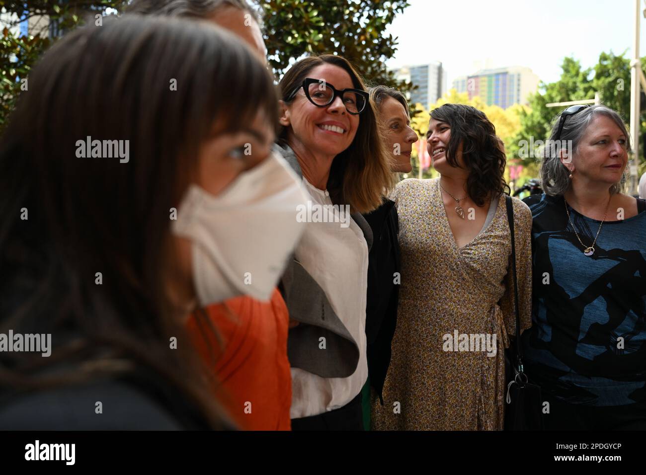 Climate activist Deanna Coco (2nd from right) at the Downing Centre ...