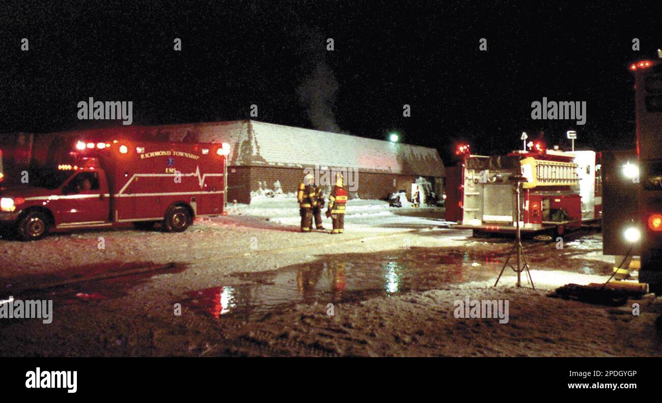 Firefighters work to extinguish a fire at the Mather Nursing Center in ...