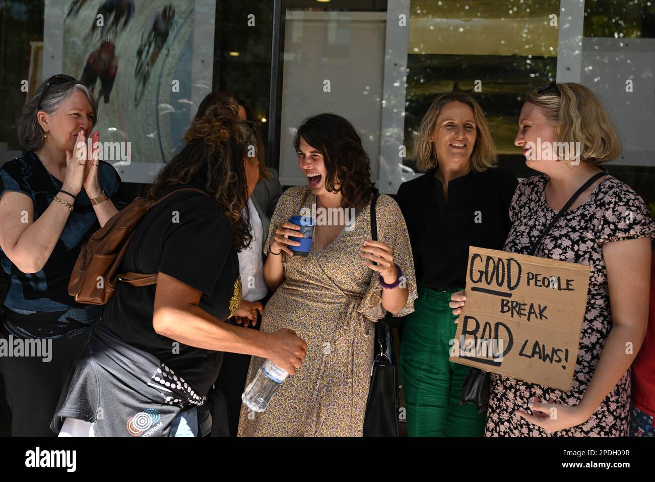 Climate activist Deanna Coco (centre) at the Downing Centre Local Court ...