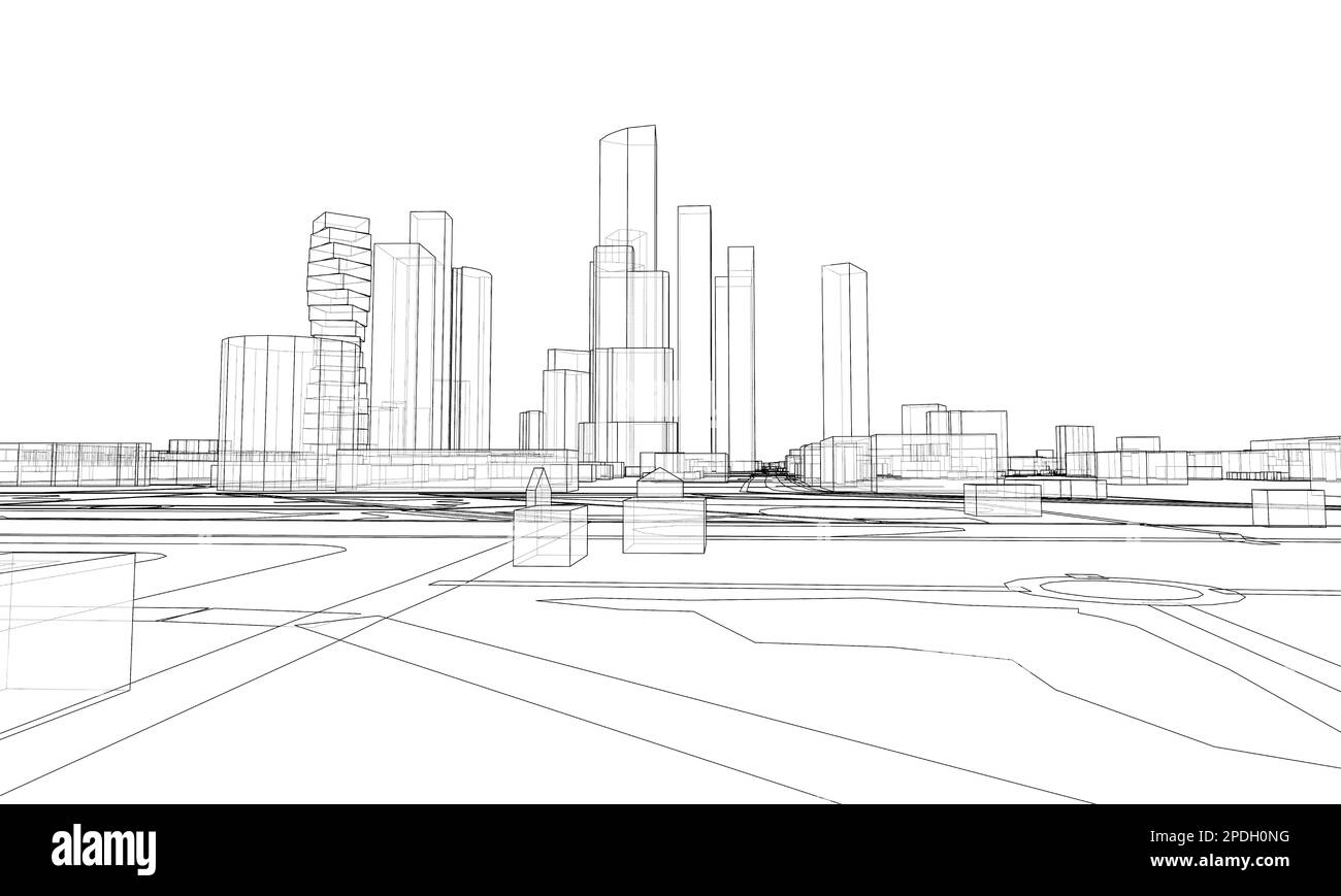 Buildings and city roads, town design Stock Photo - Alamy