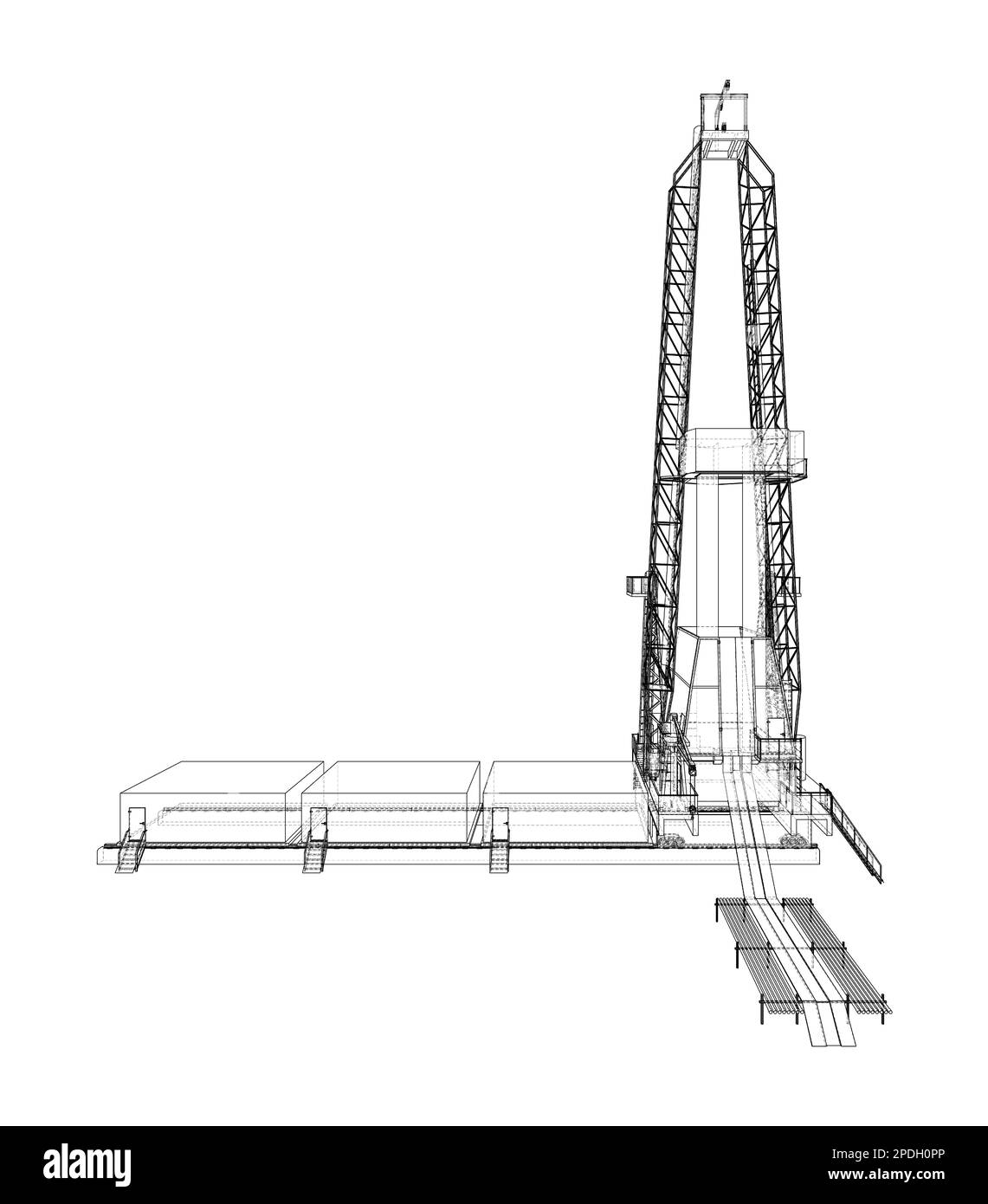 Oil rig. Wire-frame style Stock Photo - Alamy