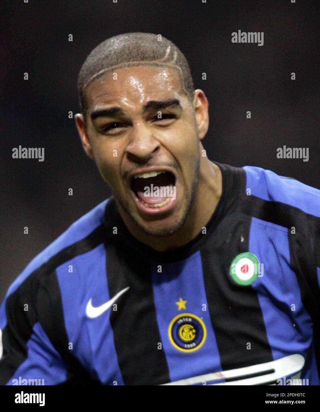 Inter Milan forward Adriano of Brazil celebrates after scoring against ...