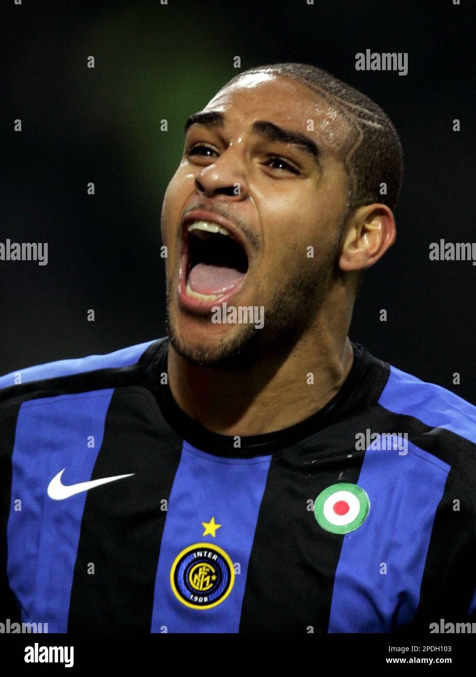 Inter Milan forward Adriano of Brazil celebrates after scoring against ...