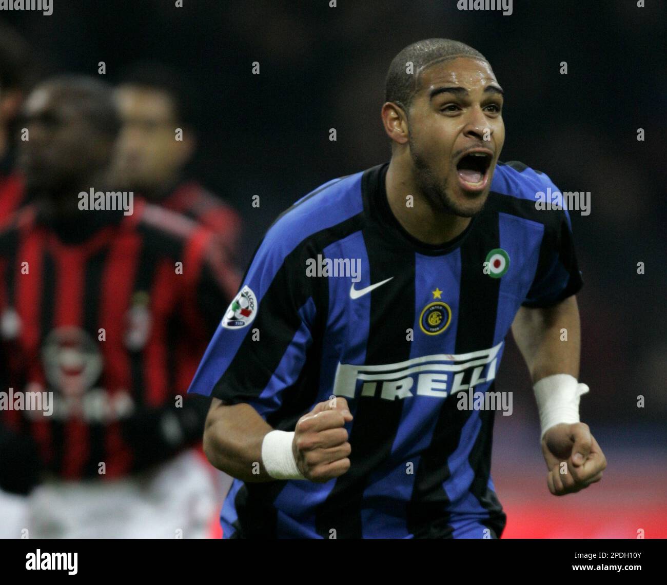Inter Milan forward Adriano of Brazil celebrates after scoring against ...