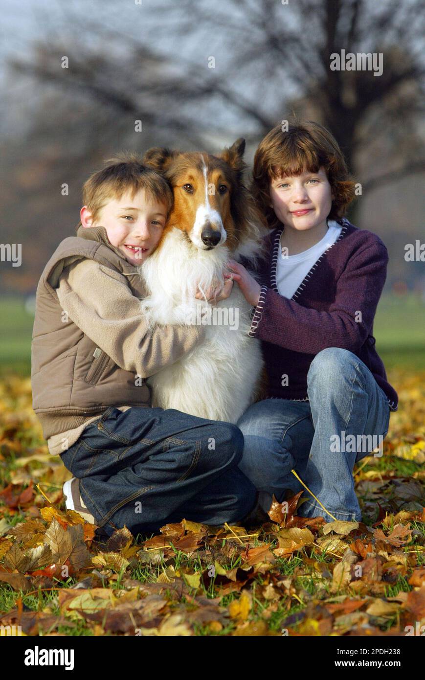 British child actors Jonathan Mason, 9, and Hester Odgers, 10, pose for ...
