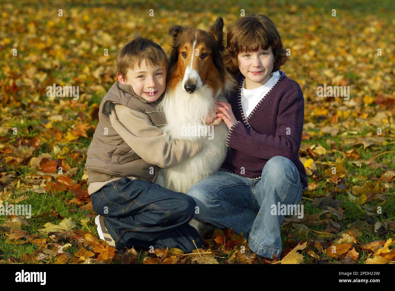British child actors Jonathan Mason, 9, and Hester Odgers, 10, pose for ...