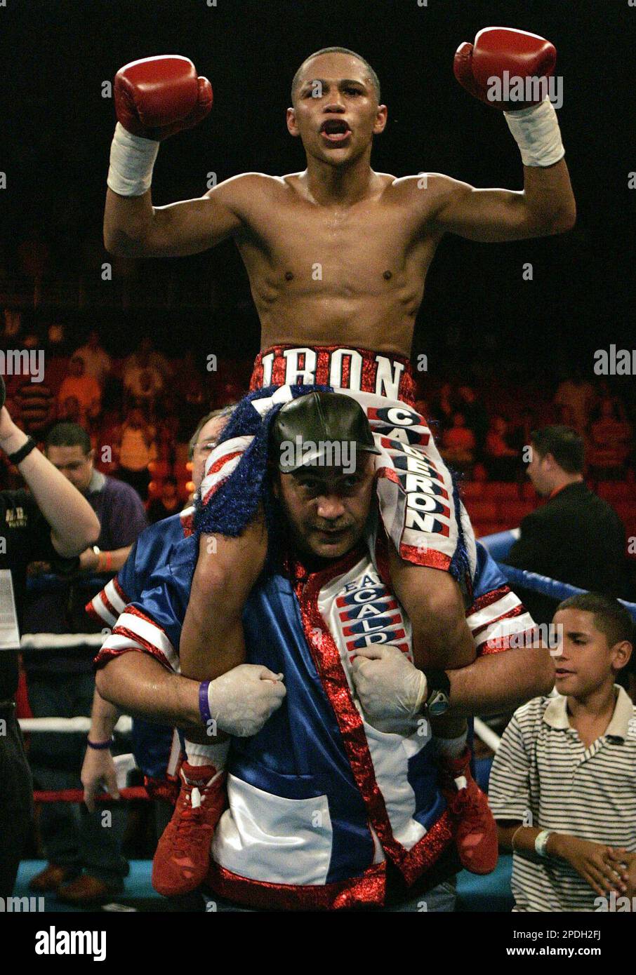 WBO mini flyweight champion Ivan Calderon, of Puerto Rico, celebrates ...